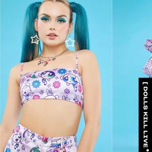 Dolls Kill | Tops | Dolls Kill X Powderpuff Girls Pink Satin Crop Top | Poshmark